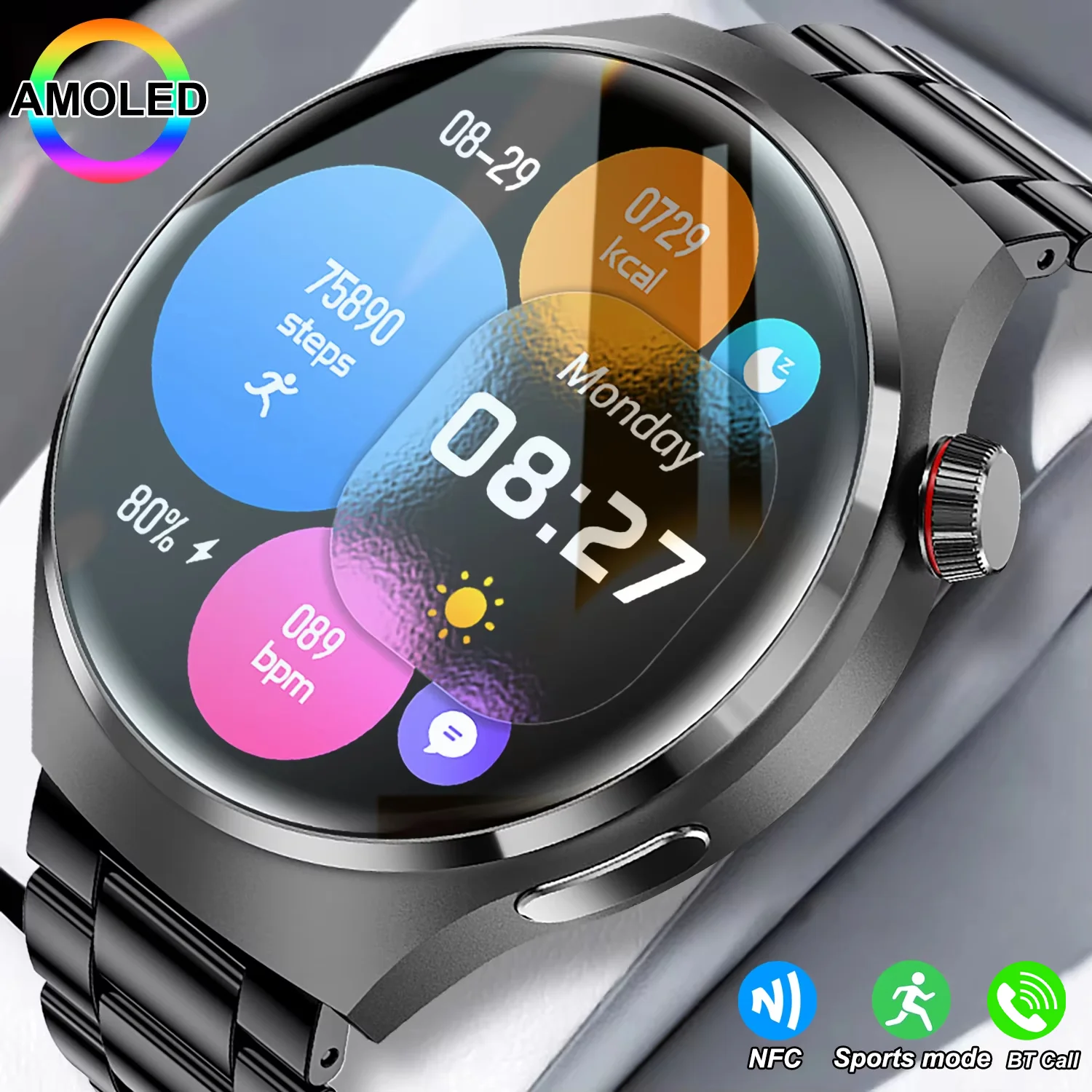 LAXASFIT New Men's Smart Watch HD Screen Heart Rate Bluetooth Call NFC ...