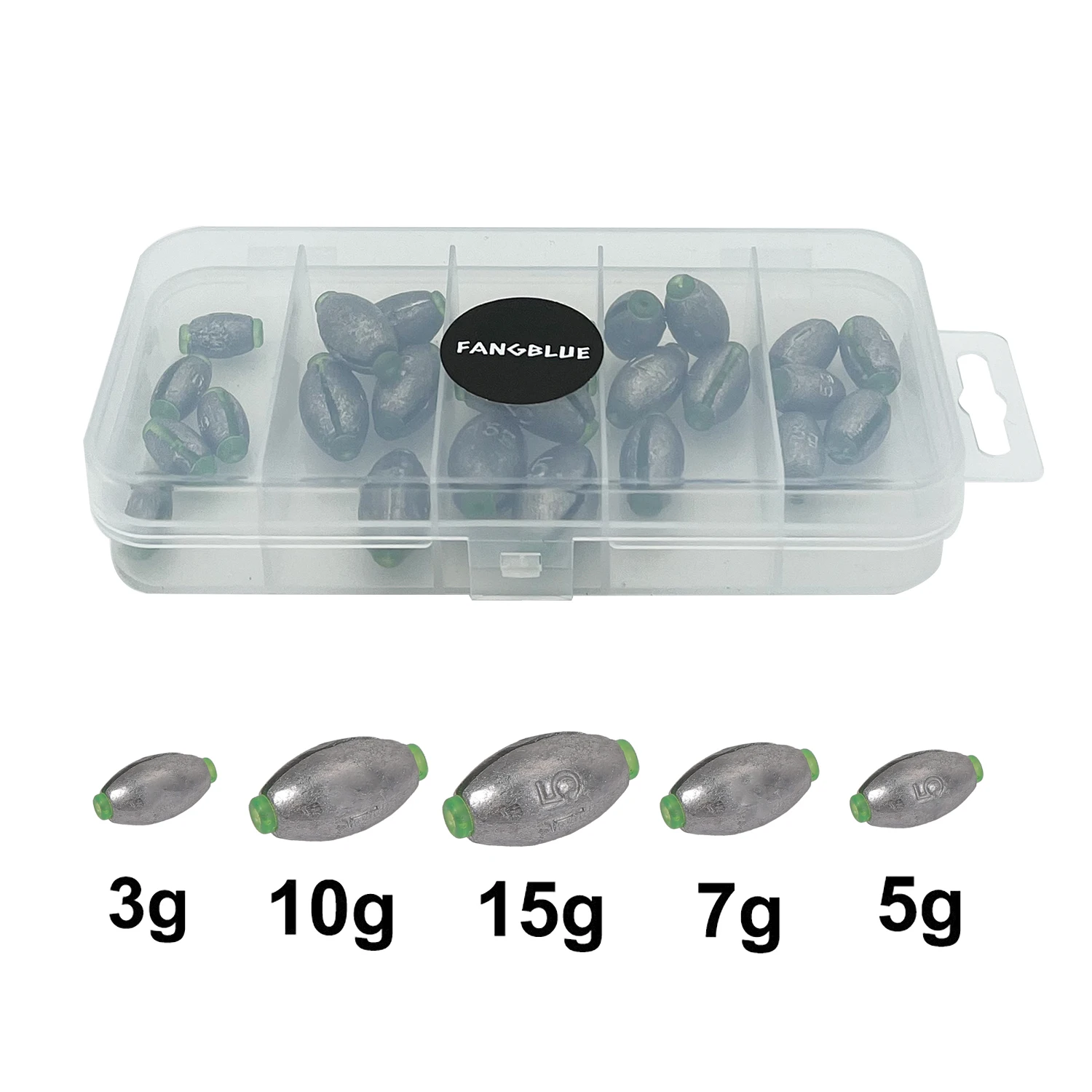 Fangblue 25pcs/box Olive Fishing Sinker 3g-15g Weight Fast Sinking ...
