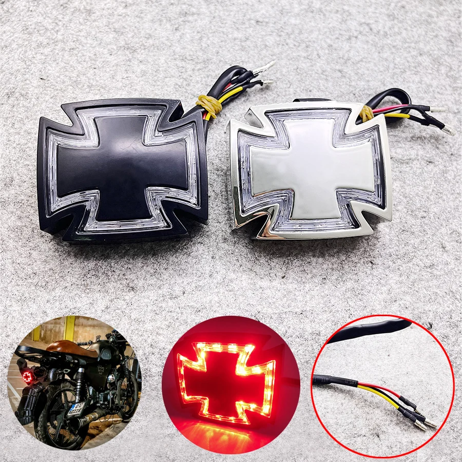 1PC-Retro-Universal-Maltese-Cross-Motorcycle-Rear-Tail-Light-Running ...