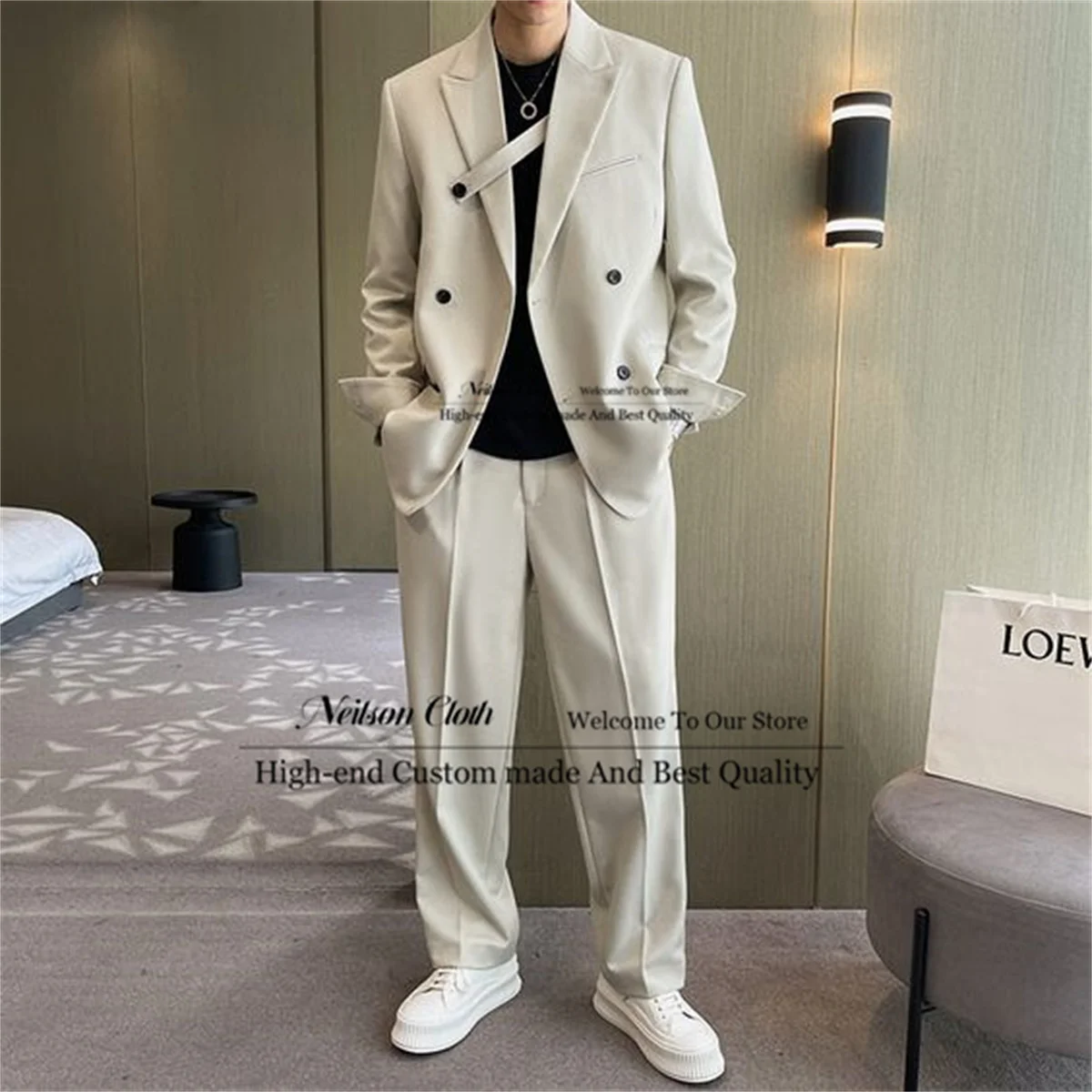 Fashion-Double-Breasted-Male-Prom-Blazers-2-Pieces-Jacket-Pants-Sets ...