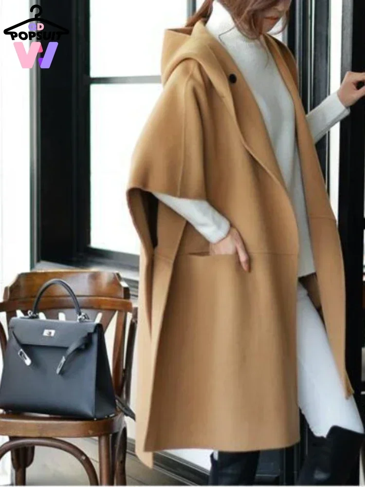 New-in-Cape-Loose-Cardigan-Outwear-Cloak-Coats-Korean-Casual-Solid ...