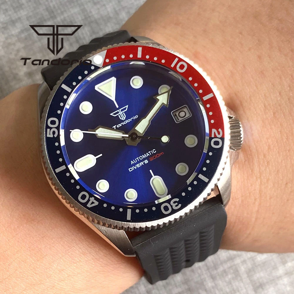 Tandorio Nh35a 37mm Automatic Men's Watch 3.8 Screw Crown Blue/black ...