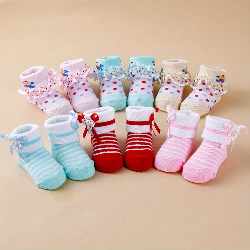 6Pairs-Lot-Newborn-Baby-Socks-Infant-Kids-Knee-High-Ruffle-Girls-Sock ...