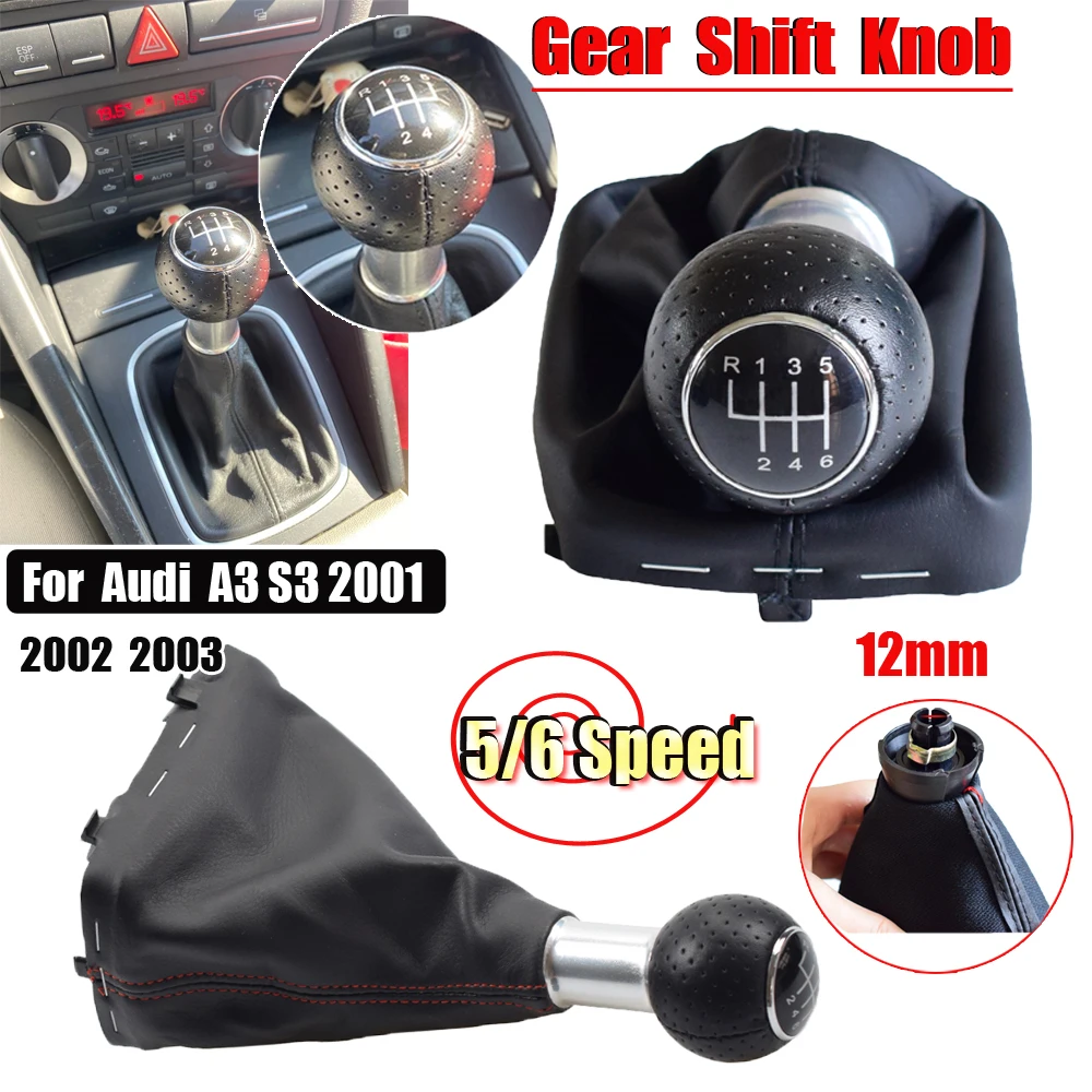 For Audi A3 S3 2001 2002 2003 5 6 Speed Shifter Car Leather Boot Gear ...