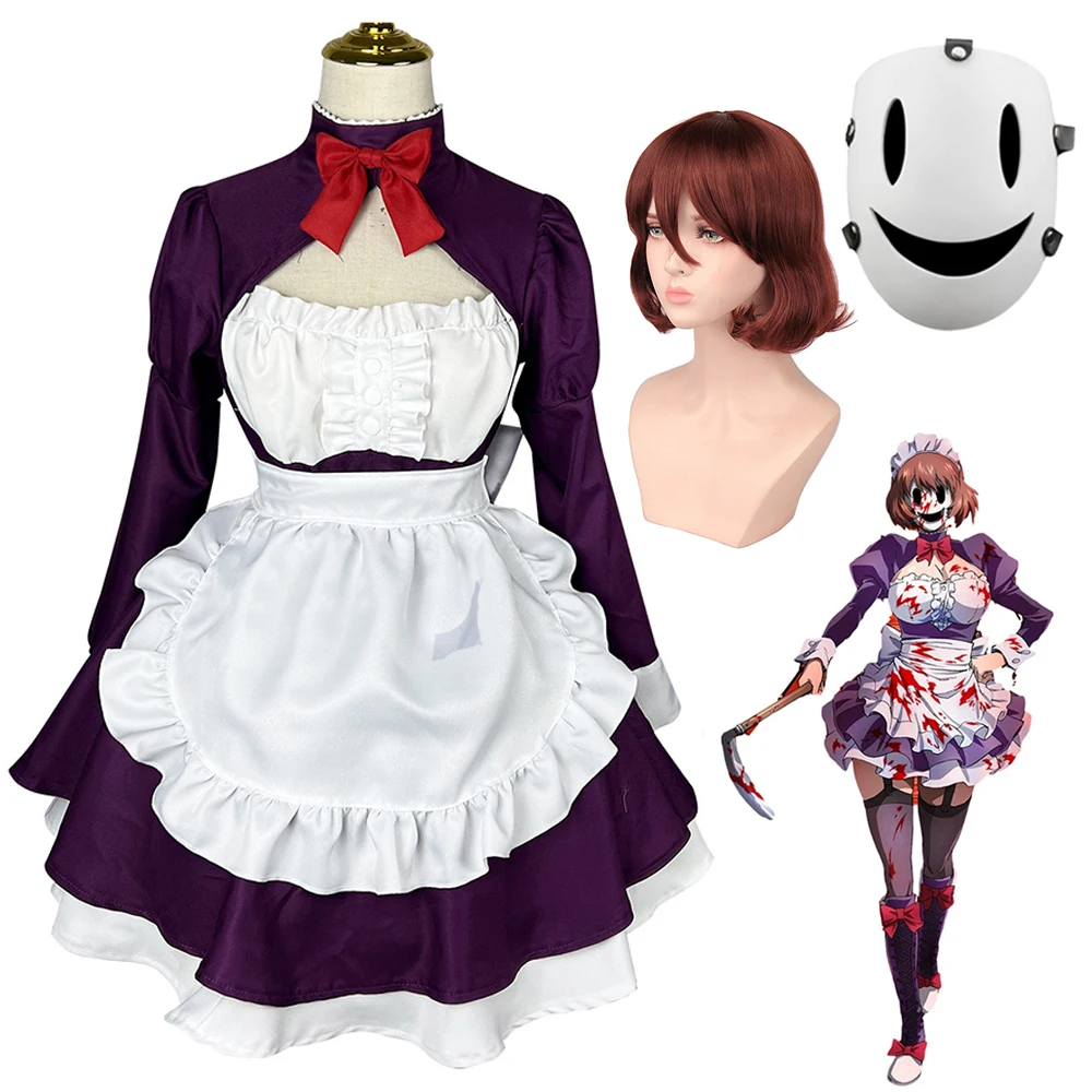Anime-High-Rise-Invasion-Fuku-Kamen-Cosplay-Costume-Sexy-Purple-Maid ...