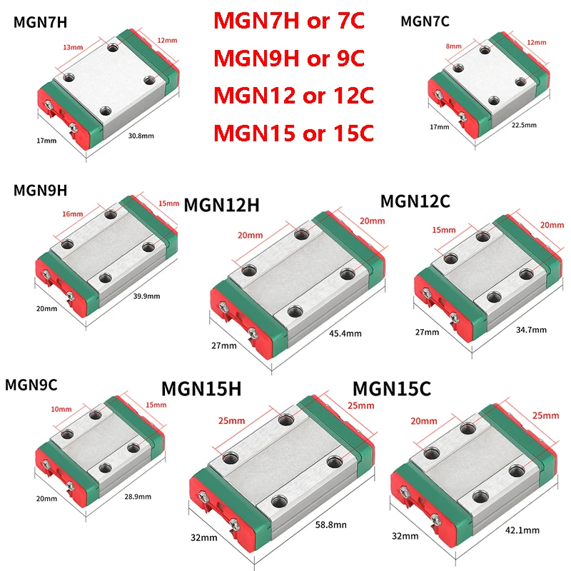 2PCS-MGN7C-MGN7H-MGN9C-MGN9H-MGN15-MGN12C-MGN12H-Carriage-Block-For ...