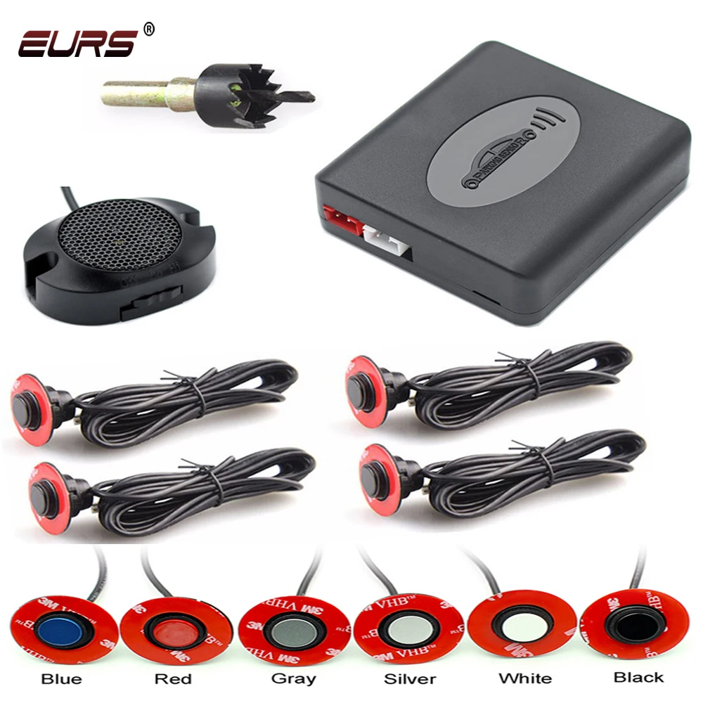 Car-Backup-Radar-Parking-Sensor-Euro-Parktronic-4-Sensores-Buzzer ...