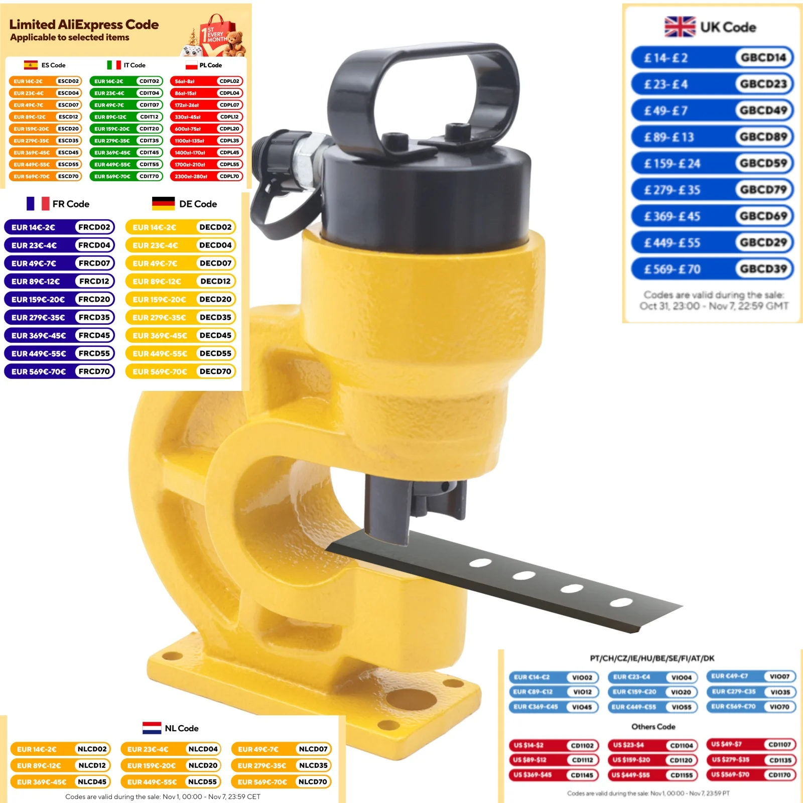 31T Hydraulic Punching Machine Hole Puncher Tool CH-60 Space-saving for ...