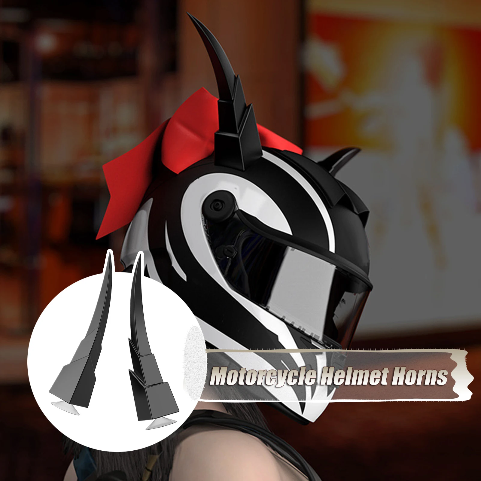 2PCS Motorcycle Helmet Cool Devil Horns Suction Cup Motorcycle Helmet ...