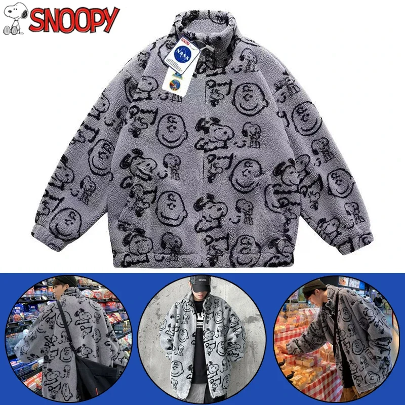 Snoopy-Lamb-Fleece-Jackets-for-Man-Charlie-Brown-Plush-Coat-Winter ...