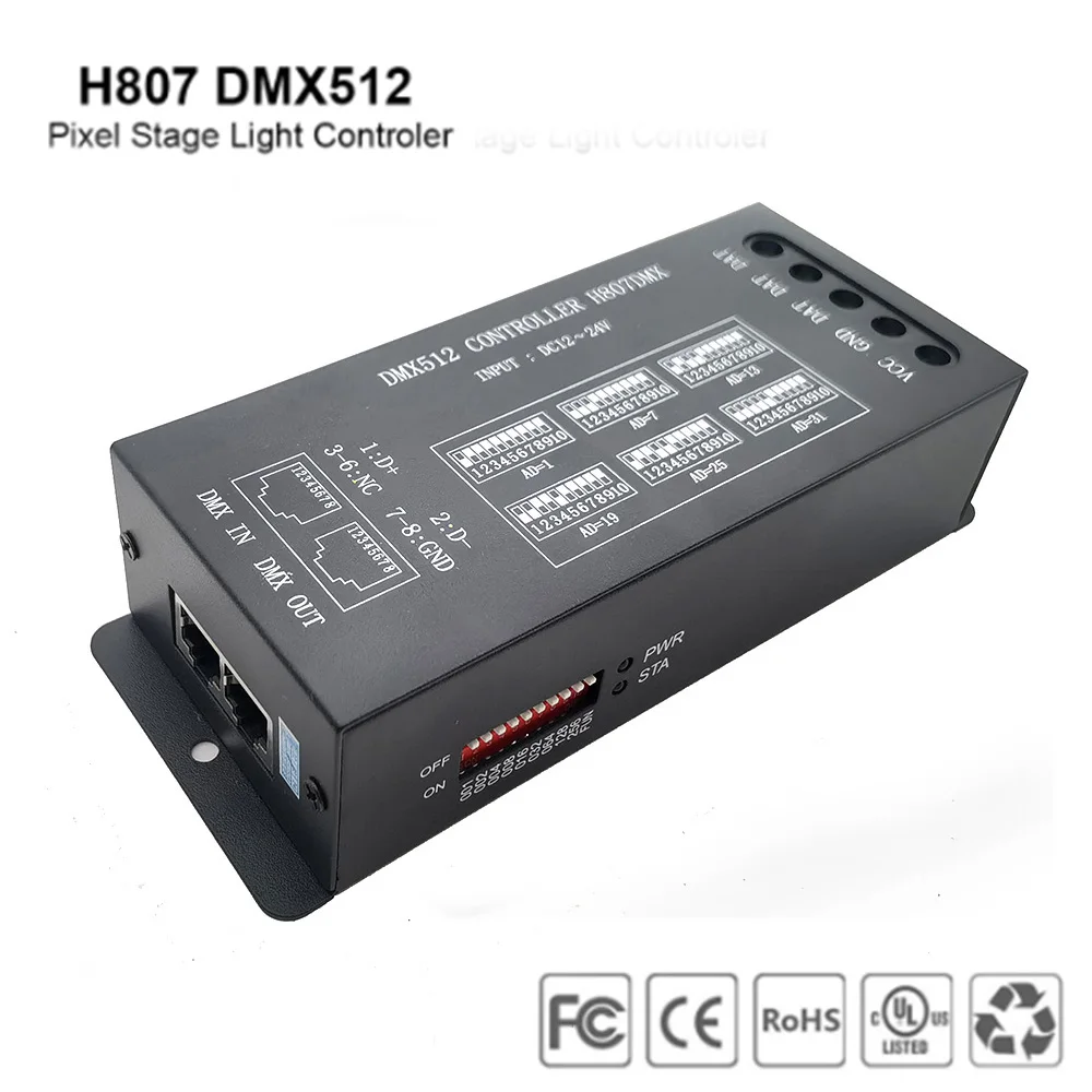 H807-DMX512-Stage-Light-LED-Controller-1024Pixels-13Channels-DMX-WS2811 ...