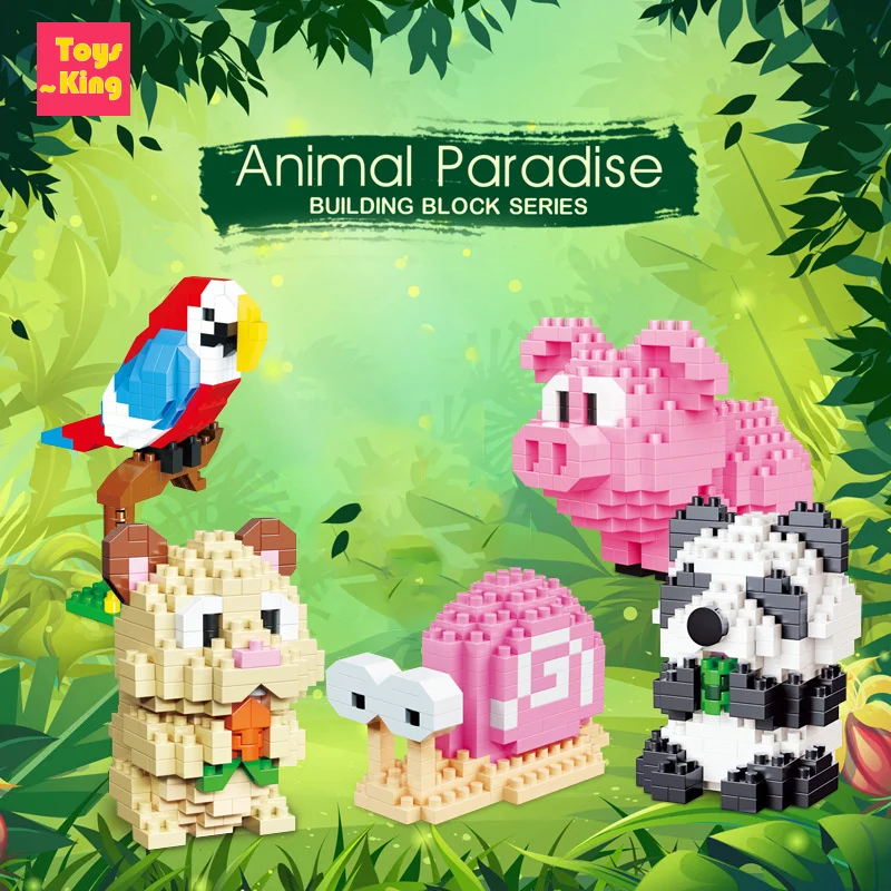 Panda-Building-Blocks-DIY-Assemble-Animal-Snail-Squirrel-Pig-Bird-Model ...
