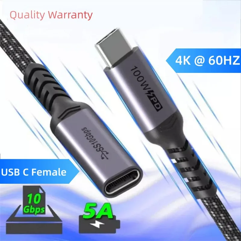 Extra 3M 10FT Female USB Type C 3.1 Cable 100W USBC 10Gbps 4K Video ...