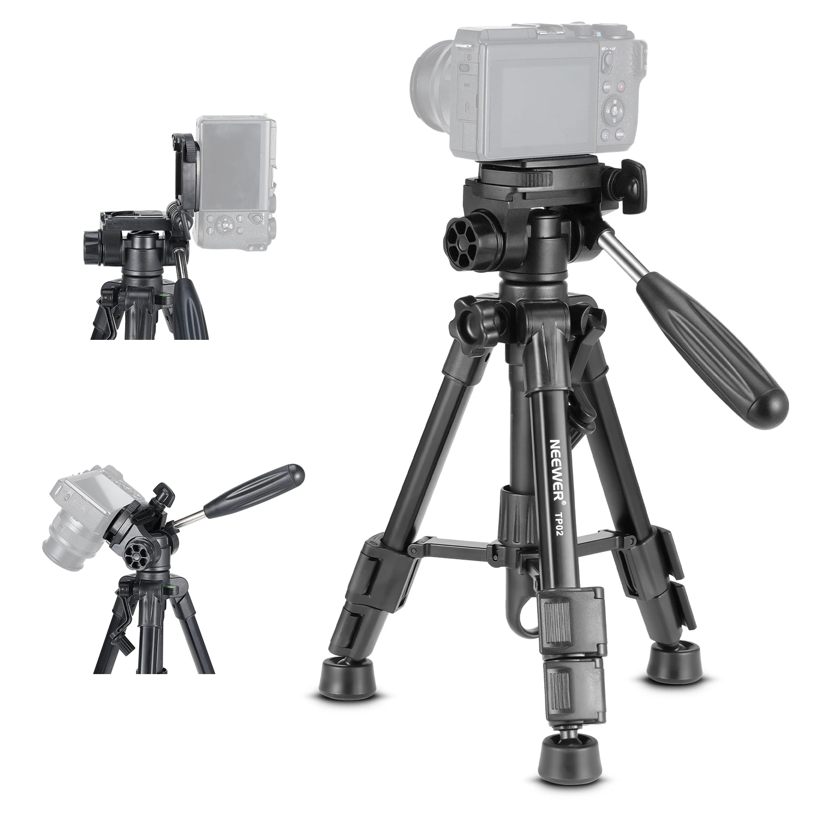NEEWER Basic Mini Desk Tripod for Camera with 3 Way Pan Tilt Head ...