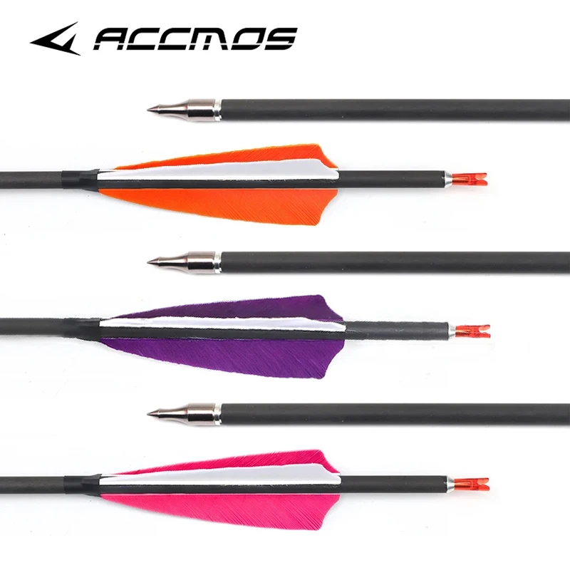 6/12pcs Pure Carbon Arrows ID 6.2mm 31" Archery Shaft Spine 300 350 400 ...