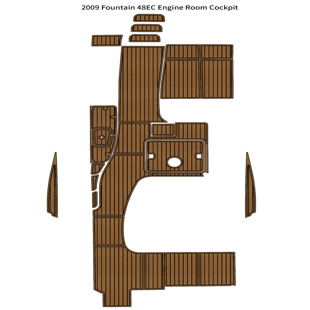 2009-Fountain-48EC-Engine-Room-Cockpit-Pad-Boat-EVA-Foam-Faux-Teak ...