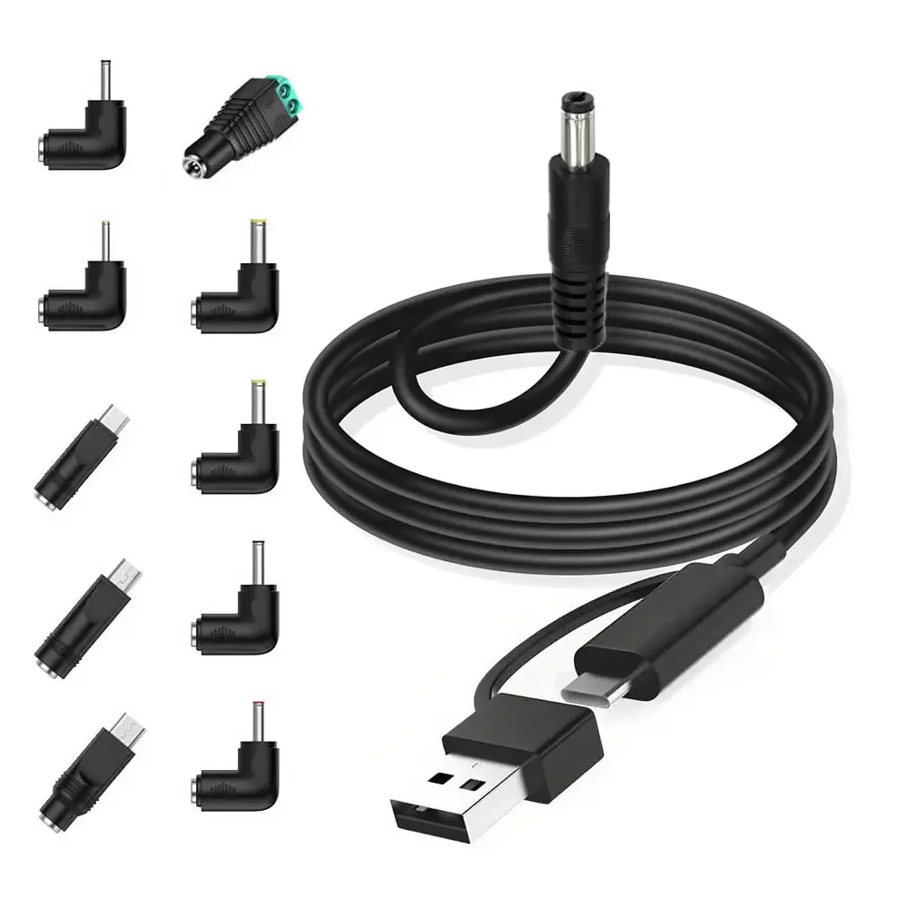 USB / Type C to DC Power Cable 10 DC Plug Adapter Power Charge Cord for ...