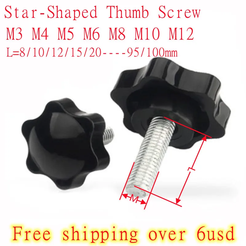 1Pc-5Pcs-Ster-Knop-Schroef-M3-M4-M5-M6-M8-M10-M12-Bakeliet-Hand-Draai ...