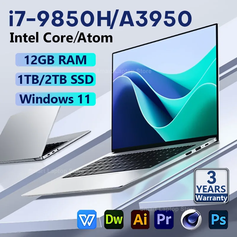2026年製 ノートパソコン PC インテル Core i7 9850H アトム A3950 ホームノートブック 14.1インチ ウルトラ ...