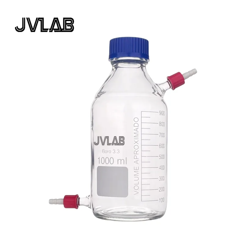 JVLAB Biological Feeding Sampling Bottle 2-Port High Borosilicate Glass ...
