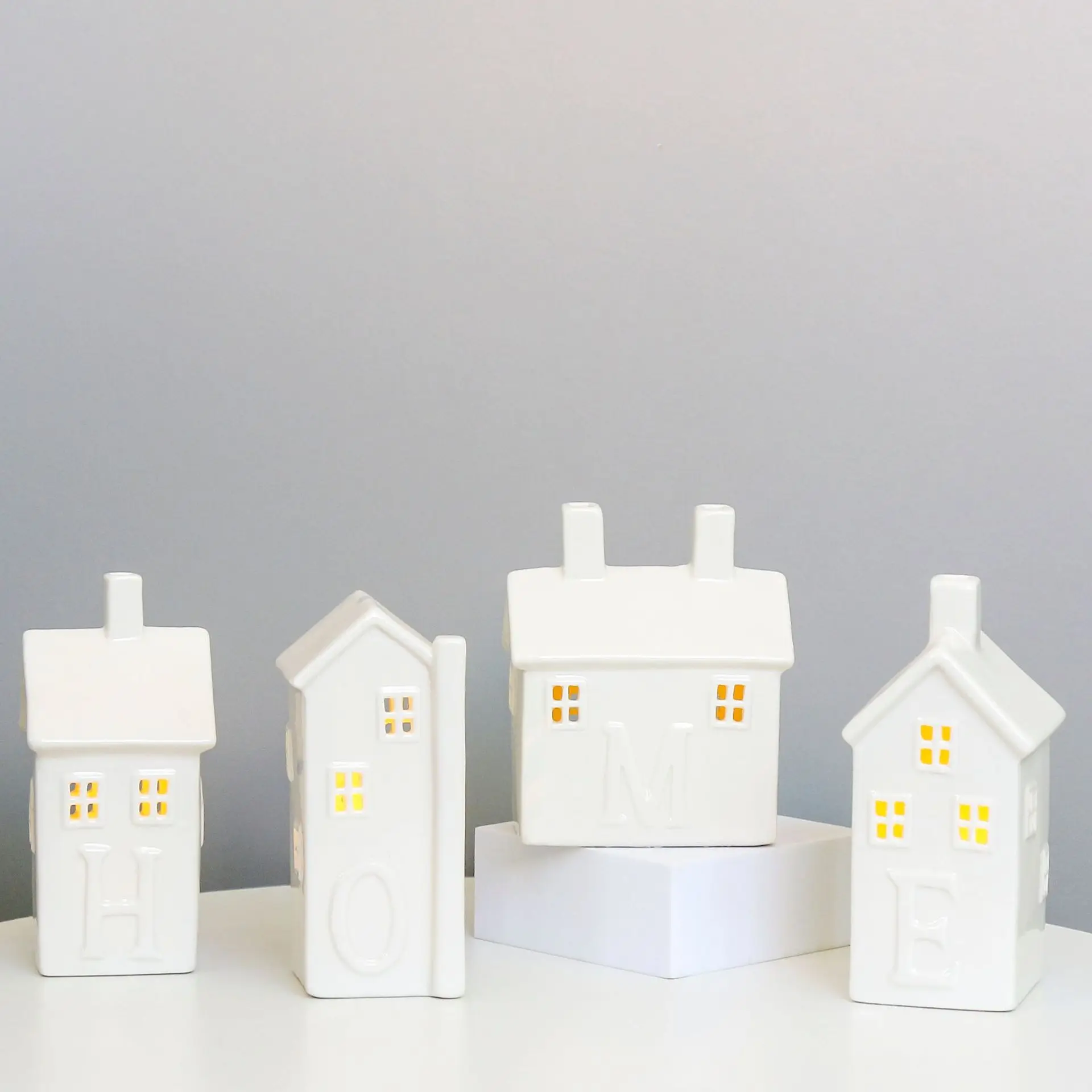 Creative-Christmas-Ceramic-LED-Light-House-Creative-Hollow-White ...