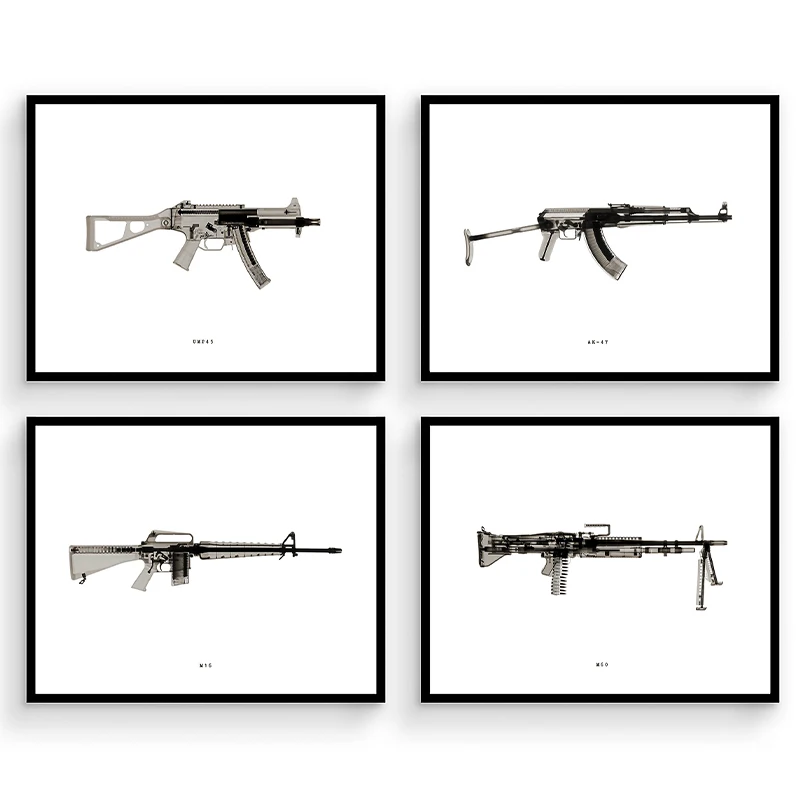 Black-White-Firearm-Gun-Posters-Pistol-Shotgun-Assault-Rifle-Prints ...
