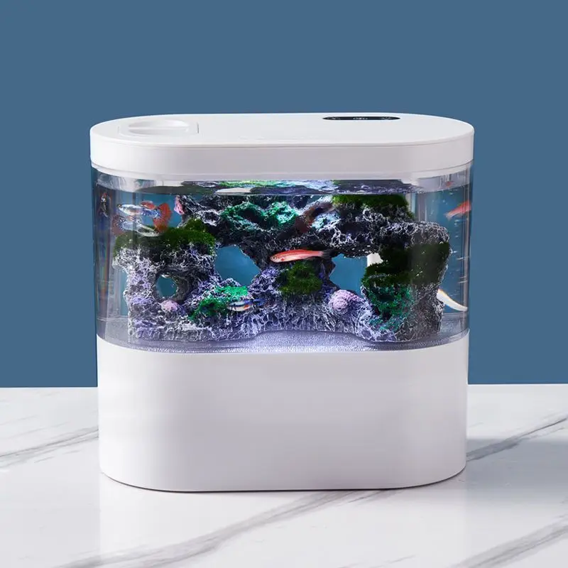 USB-Mini-Desktop-Aquarium-Built-in-Water-Pump-LED-light-Filter-Self ...