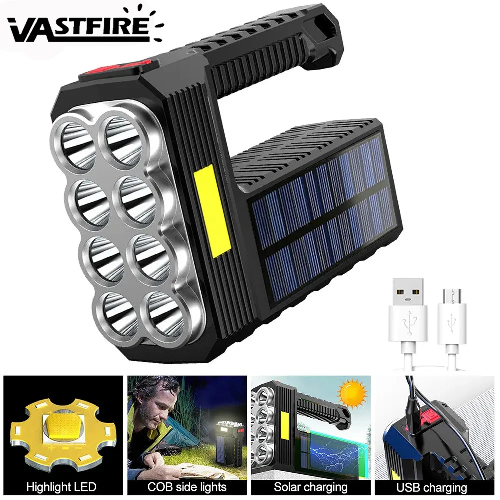 High-power-led-flashlights-Solar-Rechargeable-Powerful-Flashlight-Ultra-Bright-Outdoor-Multi ...