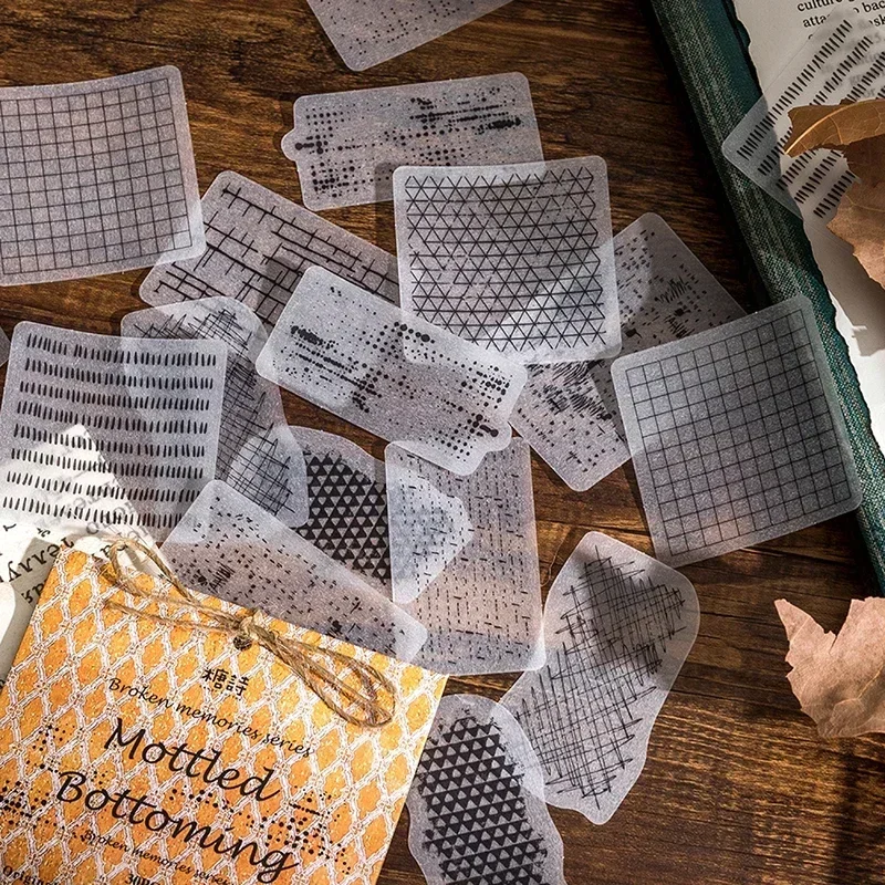 30pcs-Vintage-Mottled-Label-Ink-Stain-Sticker-for-Diary-Junk-Journal ...