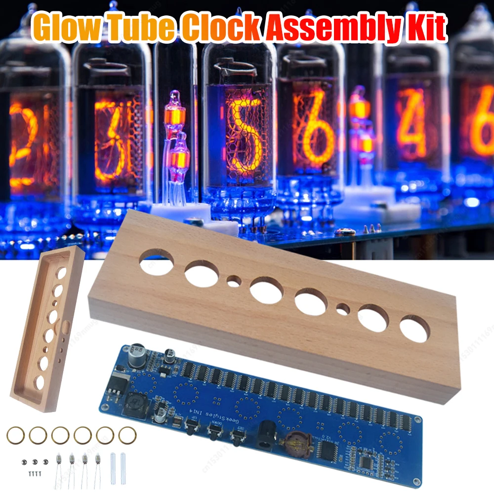 IN14 Glow Tube Clock DIY Parts Beech Wood Shell IN14 Nixie Tube Digital ...