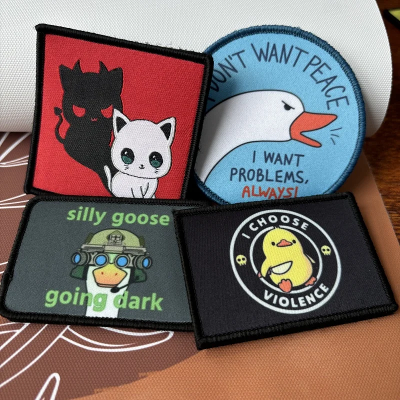 Cartoon Silly Goose Morale Tactical Patches I Choose Violence Yellow ...