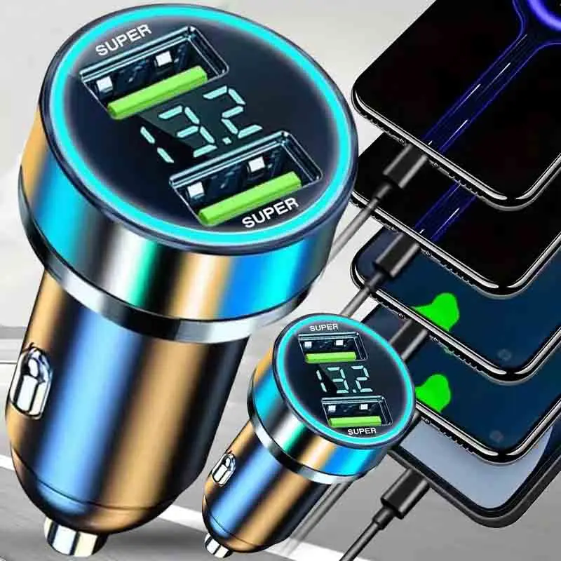 240W Car Charger Fast Charging 2 USB Ports Adapter for IPhone Samsung ...