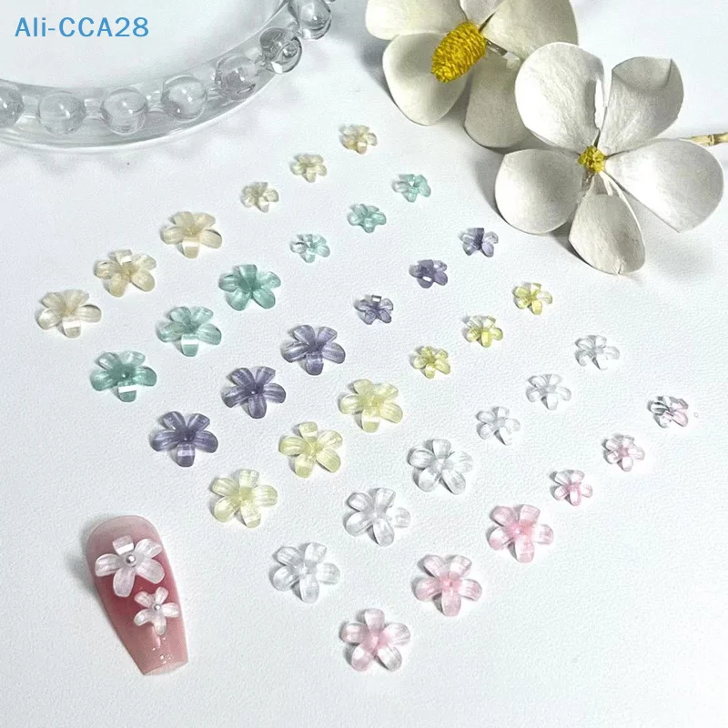 100Pcs-Kawaii-Small-Flower-Nails-Charms-Parts-Acrylic-Floral-Rhinestone ...