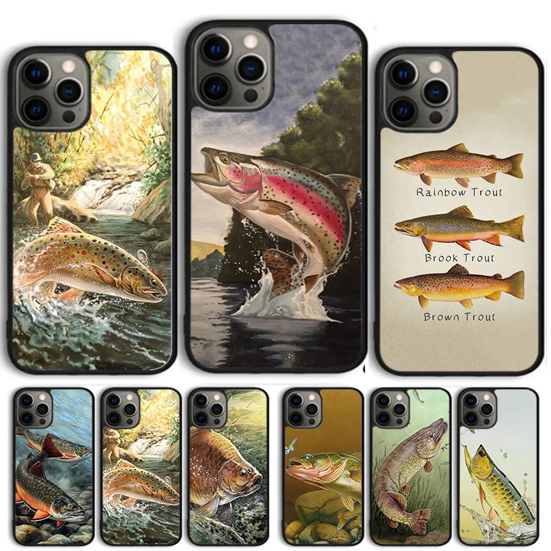 Trout-Fish-Fishing-Phone-Case-Cover-For-iPhone-15-11-13-14-Pro-Max-12 ...