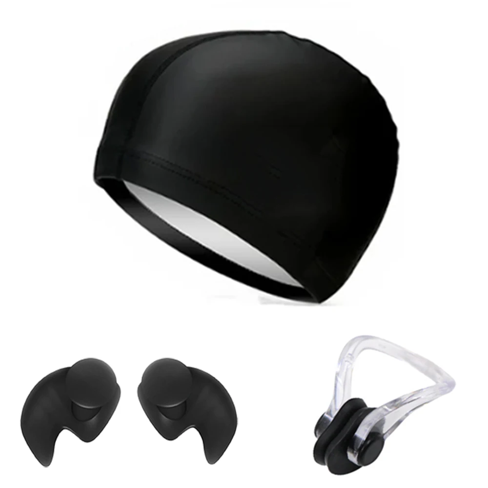 1SET-Swimming-Accessories-for-Adults-Swimming-Cap-Nose-Clip-Waterproof ...
