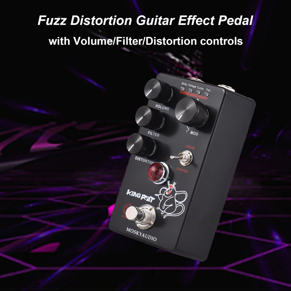 MOSKYAudio-Fuzz-Distortion-Guitar-Effect-Pedal-4-Mode-Switch-Volume ...