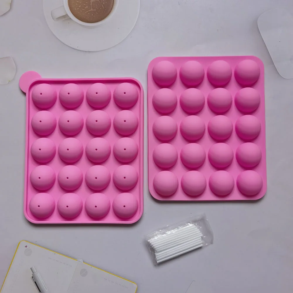 20-Holes-Lollipop-Mold-Silicone-Round-Spherical-Chocolate-Candy-Moulds ...