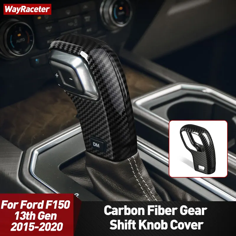 Carbon-Fiber-ABS-LHD-Gear-Shift-Knob-Cover-For-Ford-F150-13th-Gen-F-150 ...