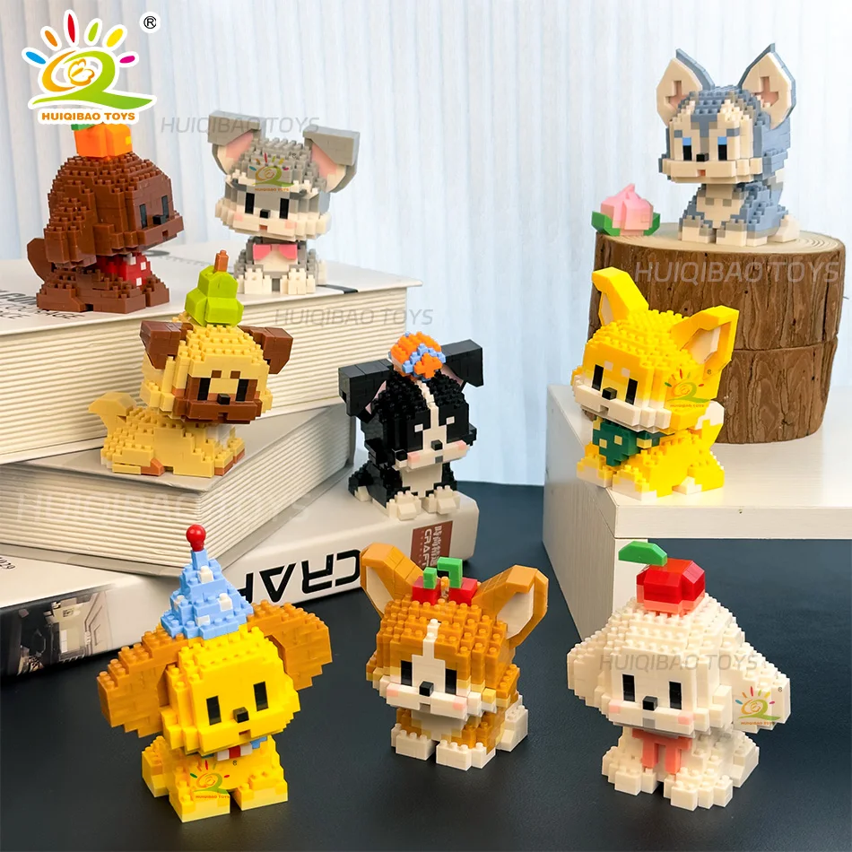HUIQIBAO-Cute-Pet-Dog-Cat-Micro-Model-Building-Block-Kids-Mini-City ...