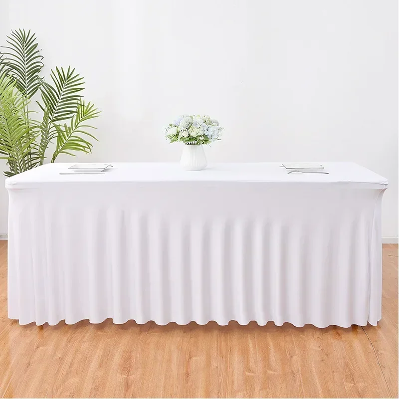 Stretch-Spandex-Rectangular-Tablecloth-Wedding-Table-Skirt-Ruffled ...