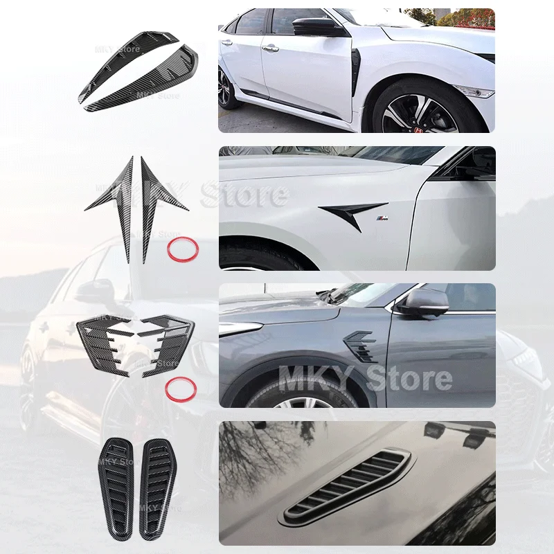 4 Style Universal Carbon Fiber Car Decorative Cell Air Flow Intake Hood ...