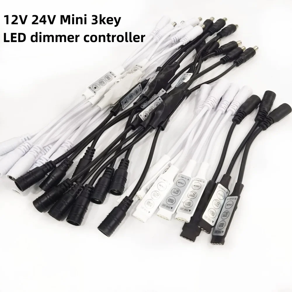 12V-24V-Mini-3key-LED-dimmer-mini-led-controller-with-DC-connector-12A ...
