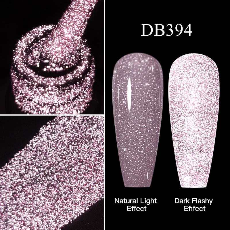 Mtssii Reflective Glitter Gel Pink Sparkling Sequins Gel Nail Polish ...