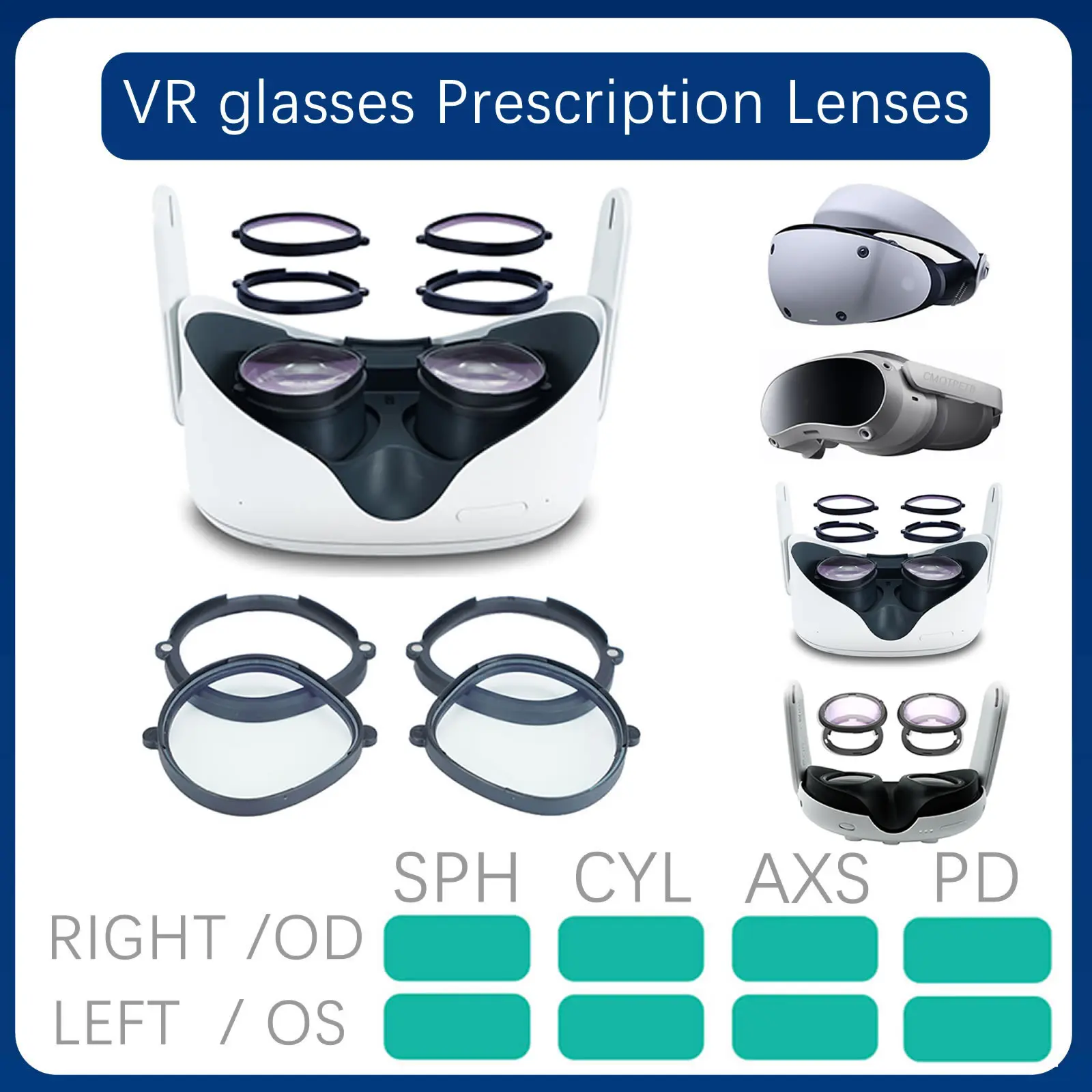 VR Prescription Lenses for Oculus Quest 2 Quest 3 Myopia Lens PICO 4/PS ...