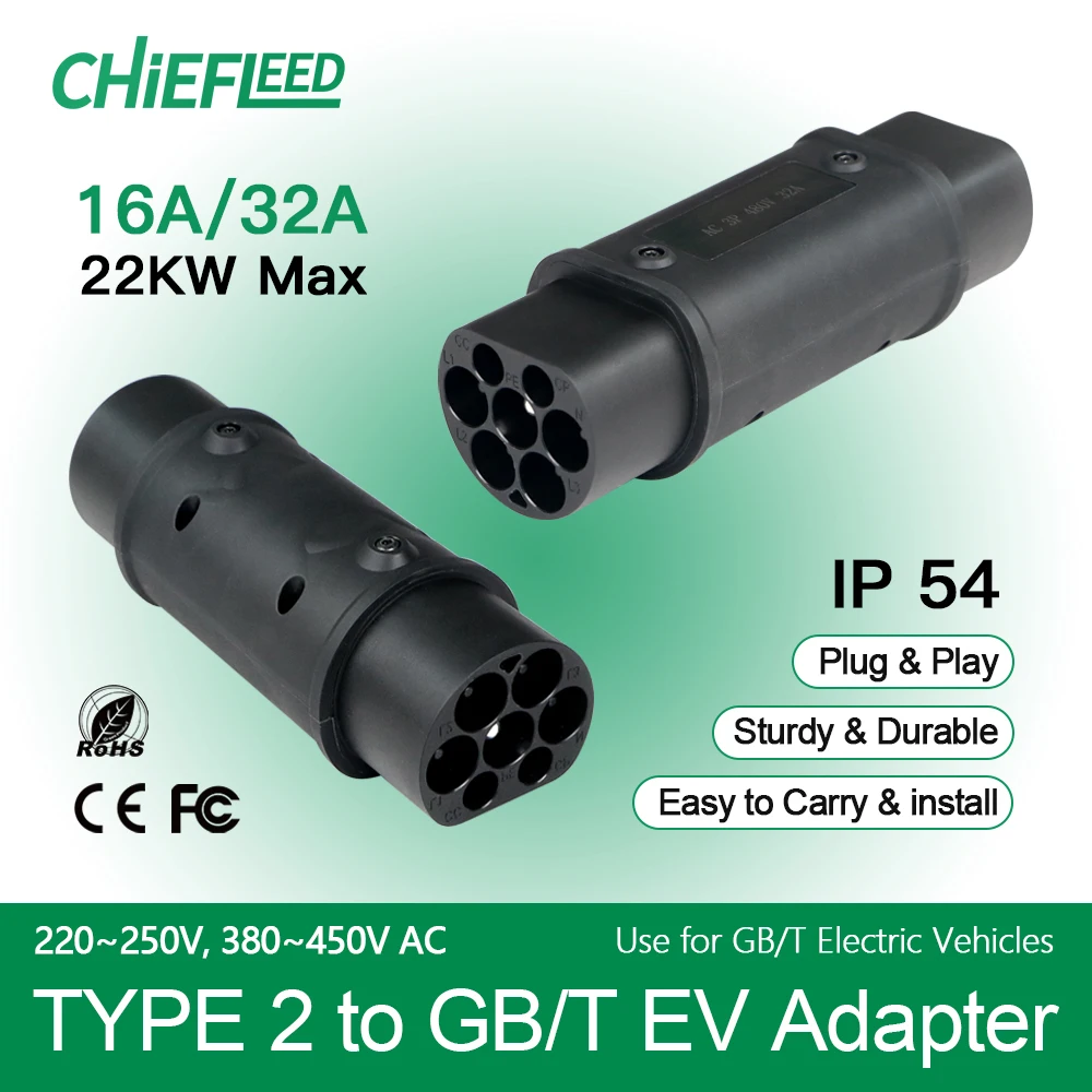 Type 2 to GBT 32A 7.2/22KW EV Charger Adaptor IEC 62196 To Gbt China ...