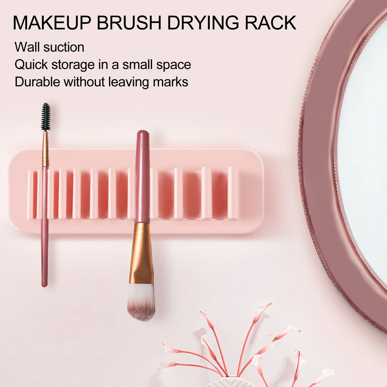 2pcs Silicone Cosmetic Brush Drying Rack Wall‑Mounted Makeup Brush ...