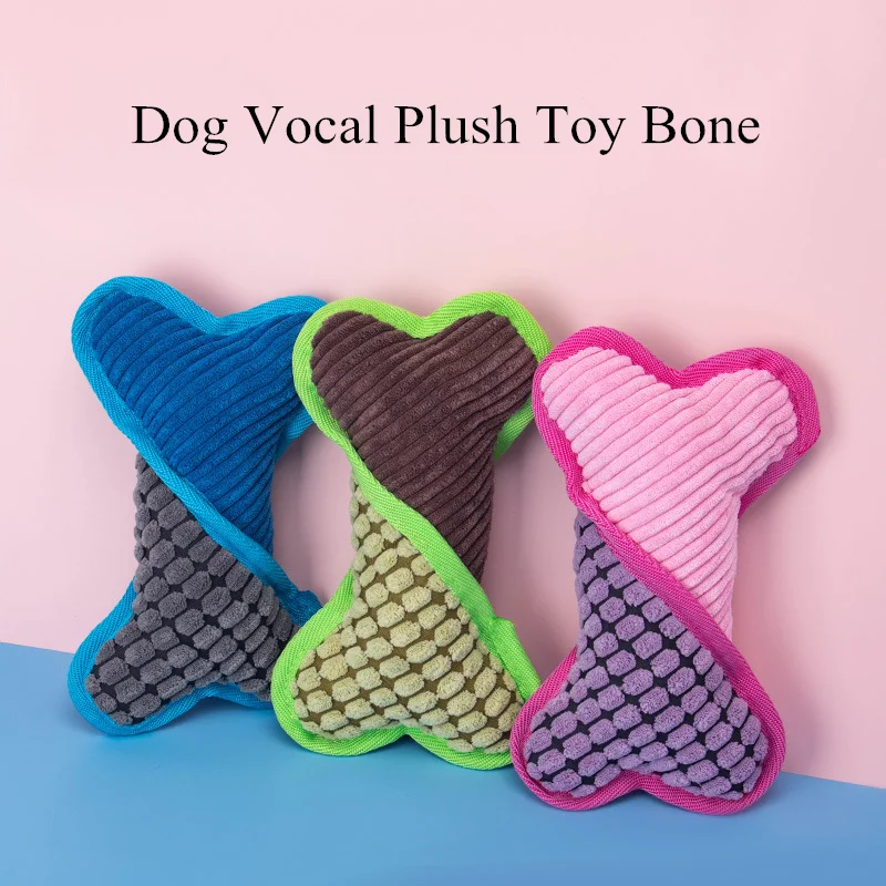 Stuffed Raw Dog Vocal Plush Squeaker Toys Bone For Pet Resistant Dogs ...