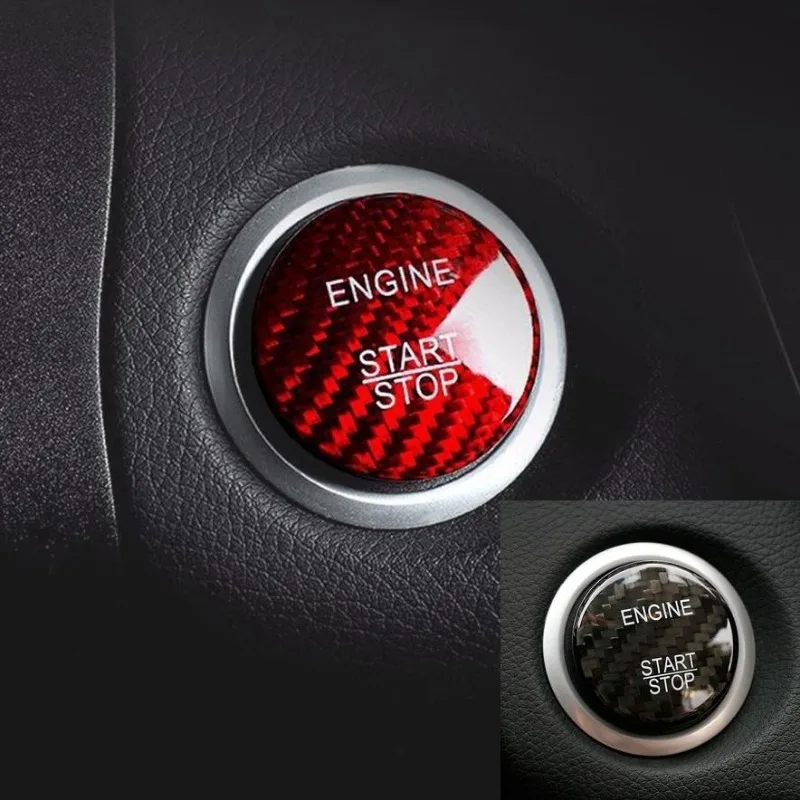 Car-Engine-Start-Stop-Button-Switch-Cover-Carbon-Fiber-Sticker-For ...