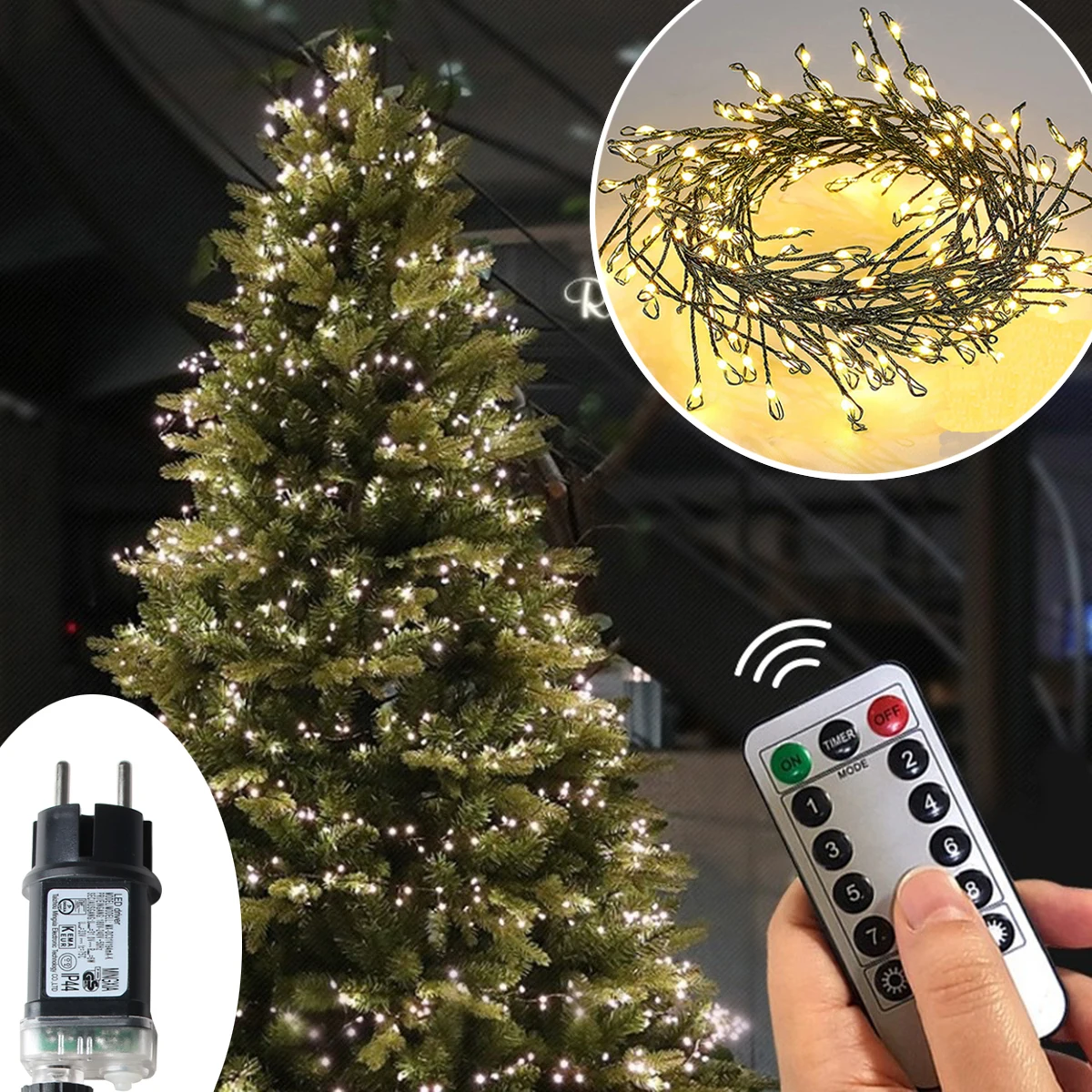 6M-48M LED Fairy Lights Cluster Firecracker String Holiday Wreath ...