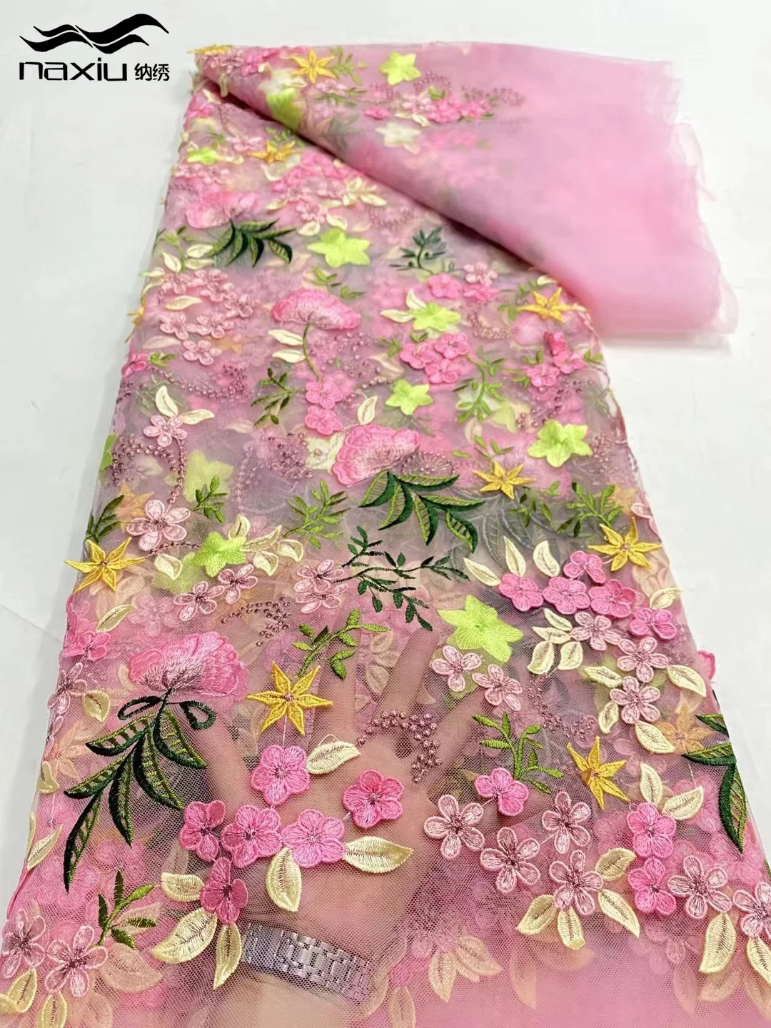 Madison-Latest-High-Quality-African-Tulle-Lace-Fabric-2024-Pink-African ...